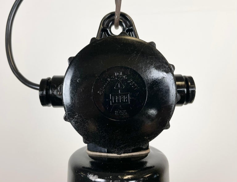 East German Black Enamel Factory Light by Lbd Veb Leuchtenbau Dresden ...