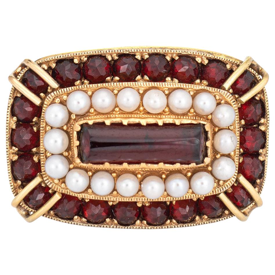 1950's Garnet 18 Karat Yellow Gold Vintage Cocktail Ring at 1stDibs