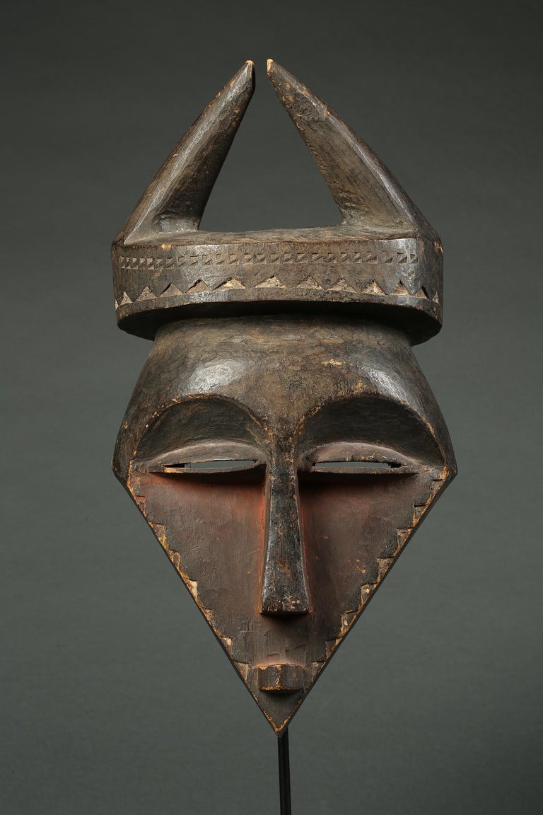 Eastern Pende Geometric Tribal Mask with Horns Ex Museum Congo, Africa ...