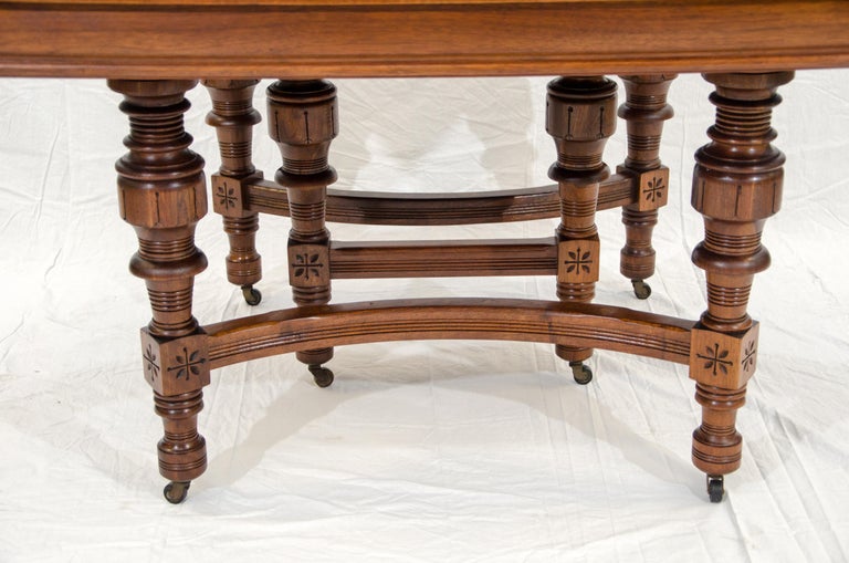 Eastlake Victorian Walnut Dining Table with Two Leaves For Sale at ...