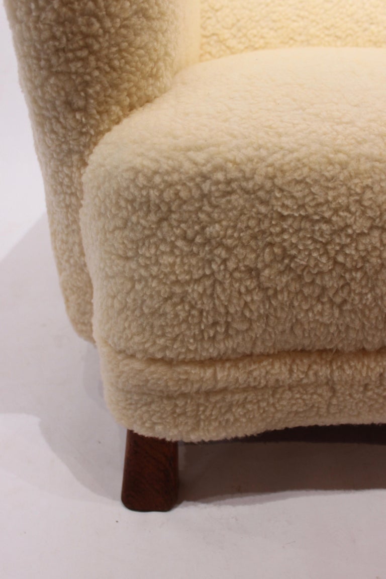 Easy Chair from circa 1930s, Newly Upholstered with Sheep Wool at 1stDibs