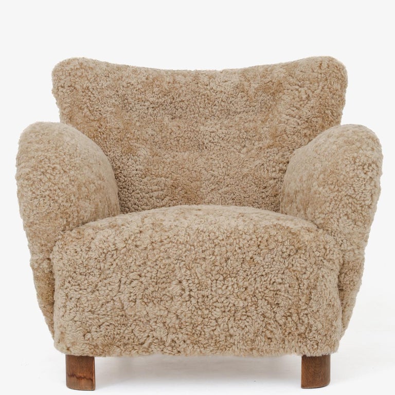 Easy Chair in Lamb's Wool by Unknown Maker at 1stDibs