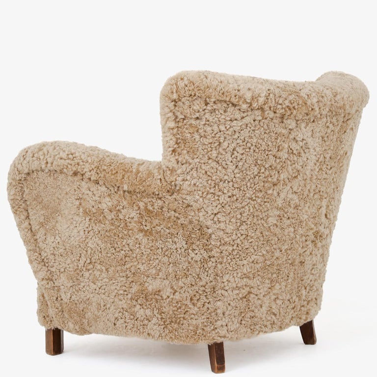 Easy Chair in Lamb's Wool by Unknown Maker at 1stDibs