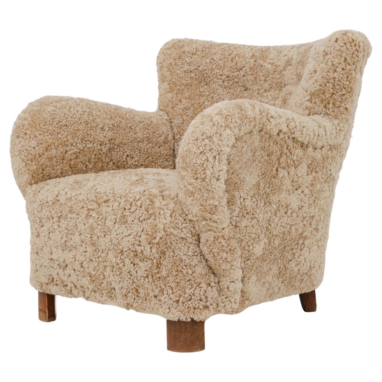 Easy Chair in Lamb's Wool by Unknown Maker at 1stDibs