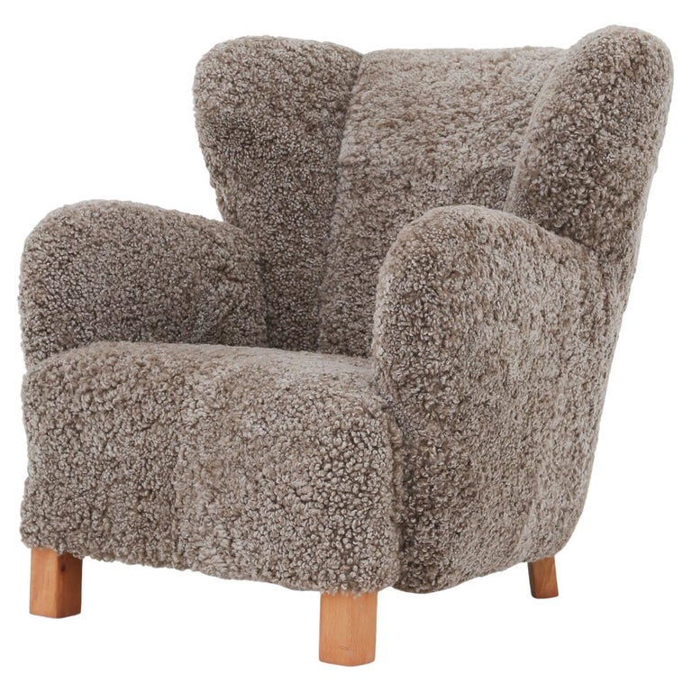 Easy Chair in New Lamb's Wool For Sale at 1stDibs