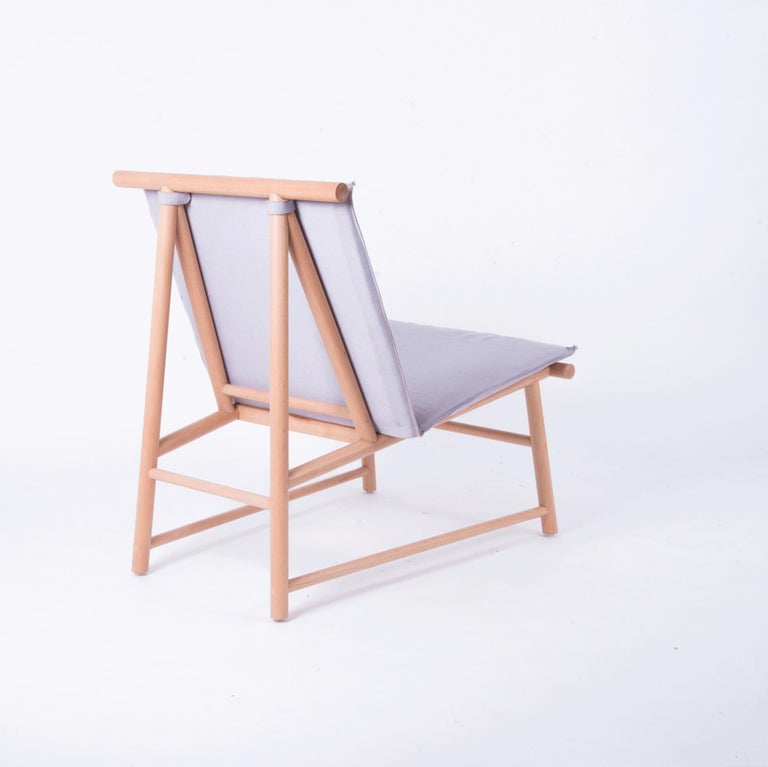 Easy Chair, Lounge Chair in Beech Wood with Fabric Seat For Sale at 1stDibs