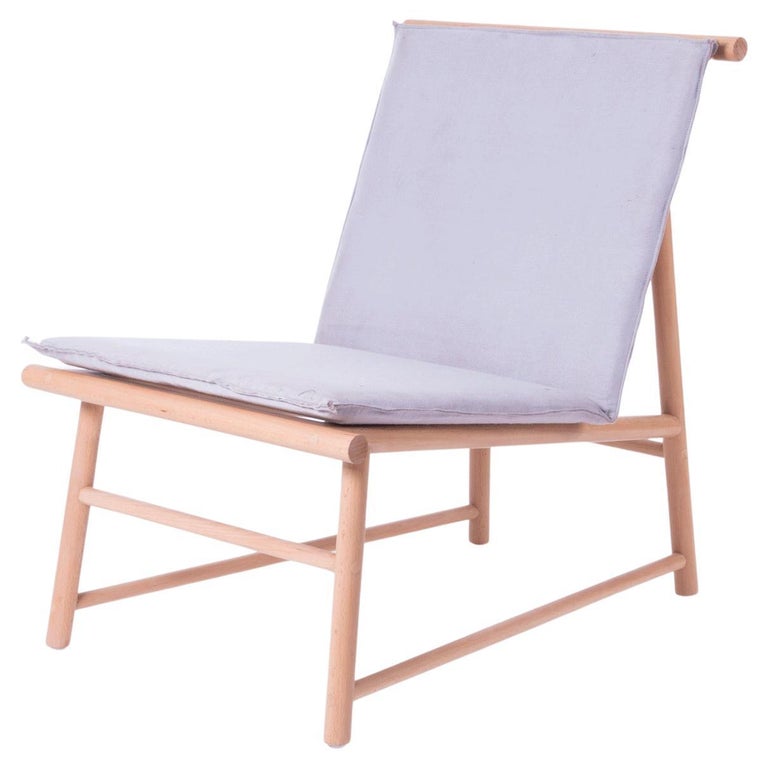 Easy Chair, Lounge Chair in Beech Wood with Fabric Seat For Sale at 1stDibs