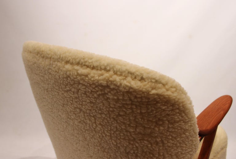 Easy Chair Upholstered in Sheep Wool, Danish Design, 1960s at 1stDibs