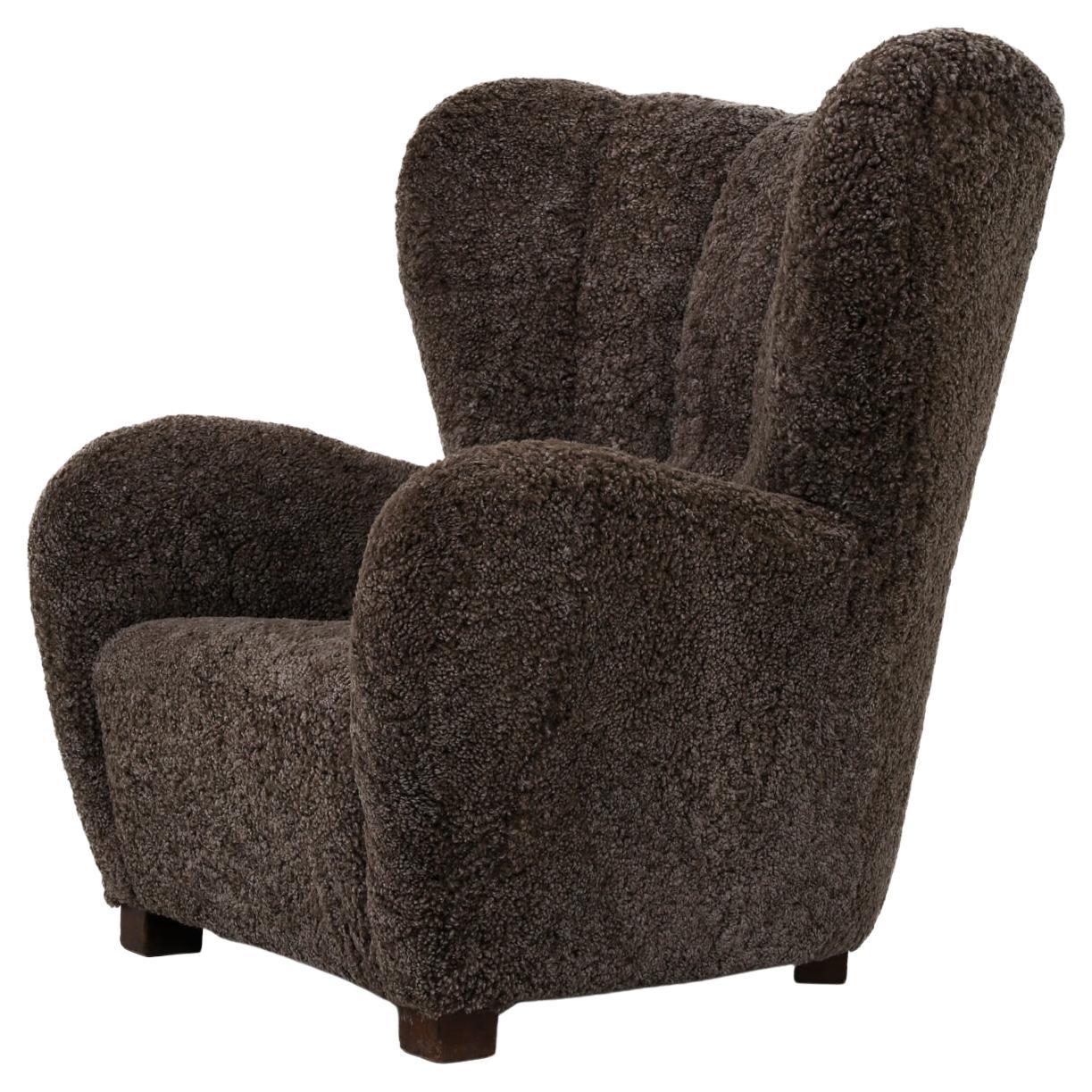 Easy Chair in Lamb's Wool by Unknown Maker at 1stDibs