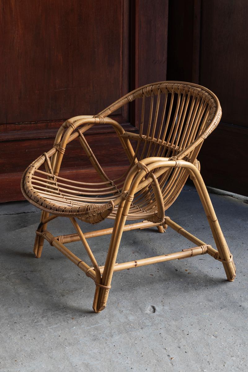 Easy chairs in rattan and bamboo, suitable for inside or outside, 1950s ...