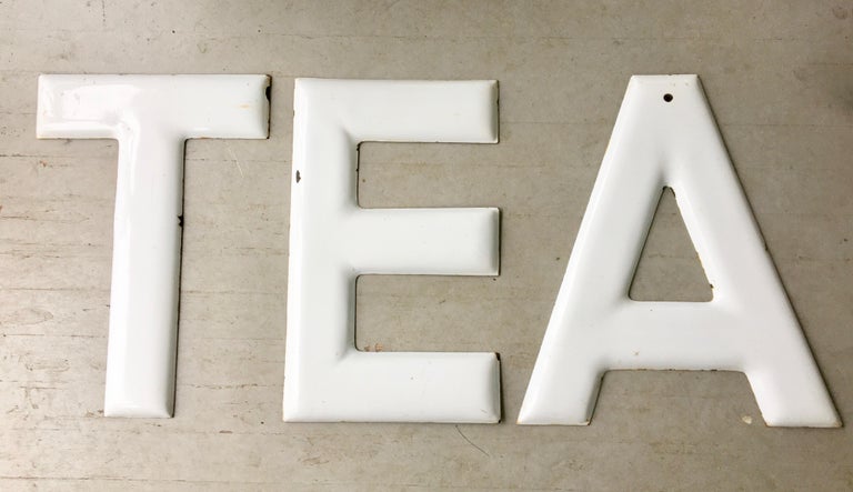 Eat or Tea Large Scale 1950s American Porcelain Enameled Steel Letters ...