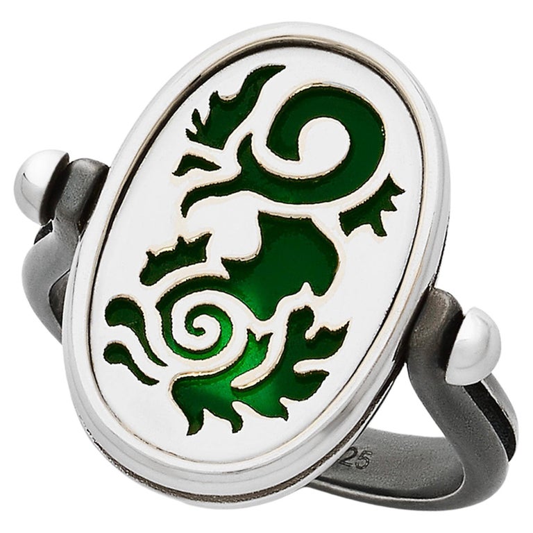 EAU 4 Elements Ring in 18k White Gold and Distressed Silver by Elie Top ...