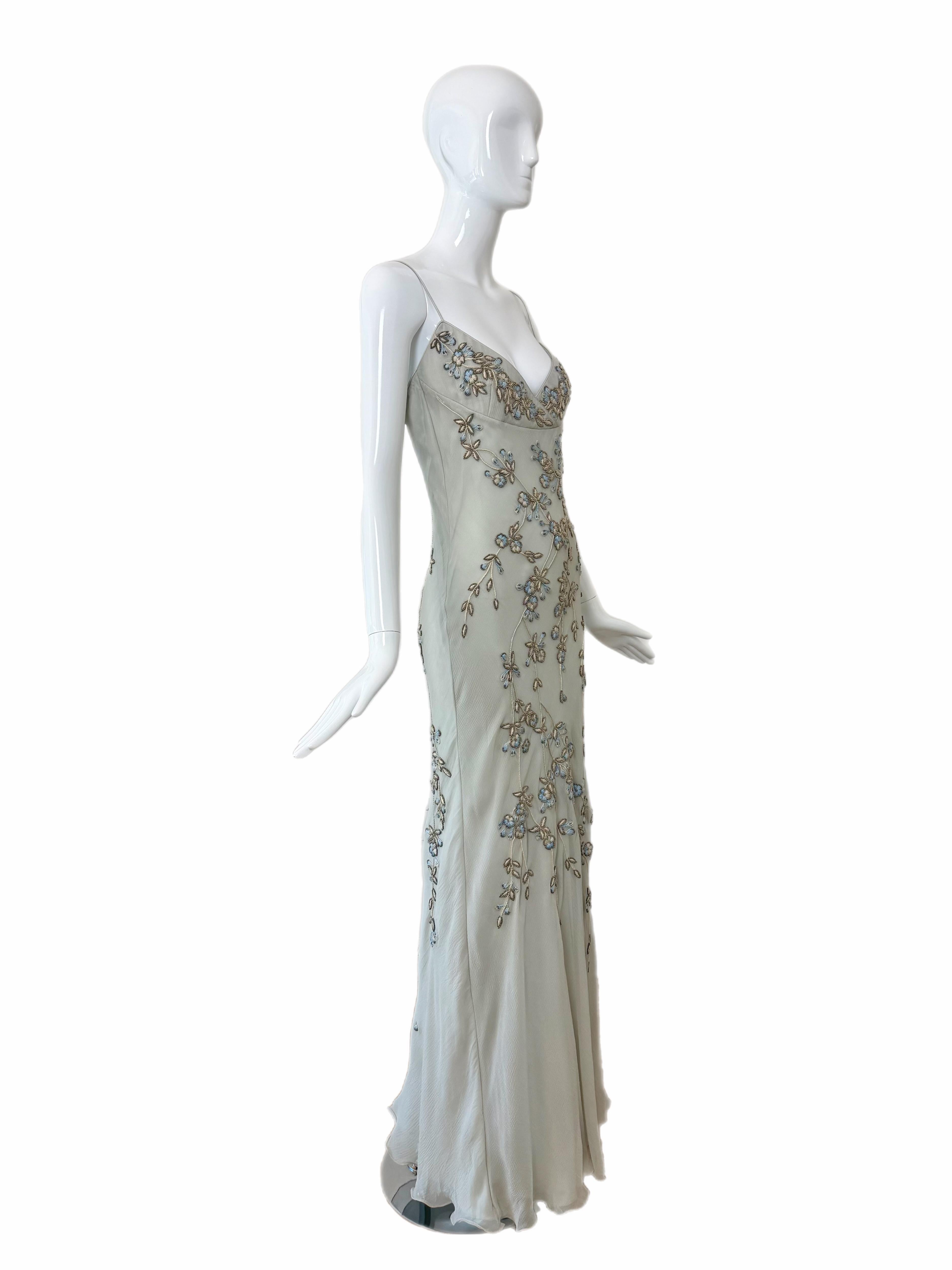 EAVIS and BROWN 90's Vintage Couture Silk Hand Beaded Embroidered Gown ...