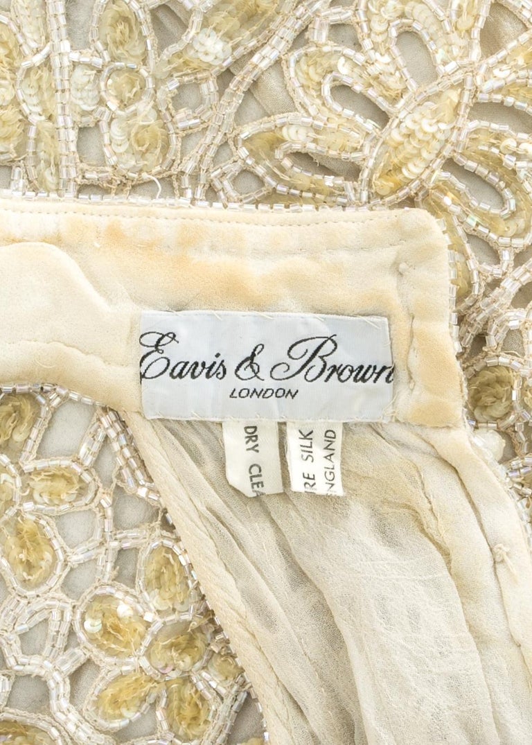 Eavis And Brown Ivory Beaded And Sequin Net Halter Neck Evening Blouse