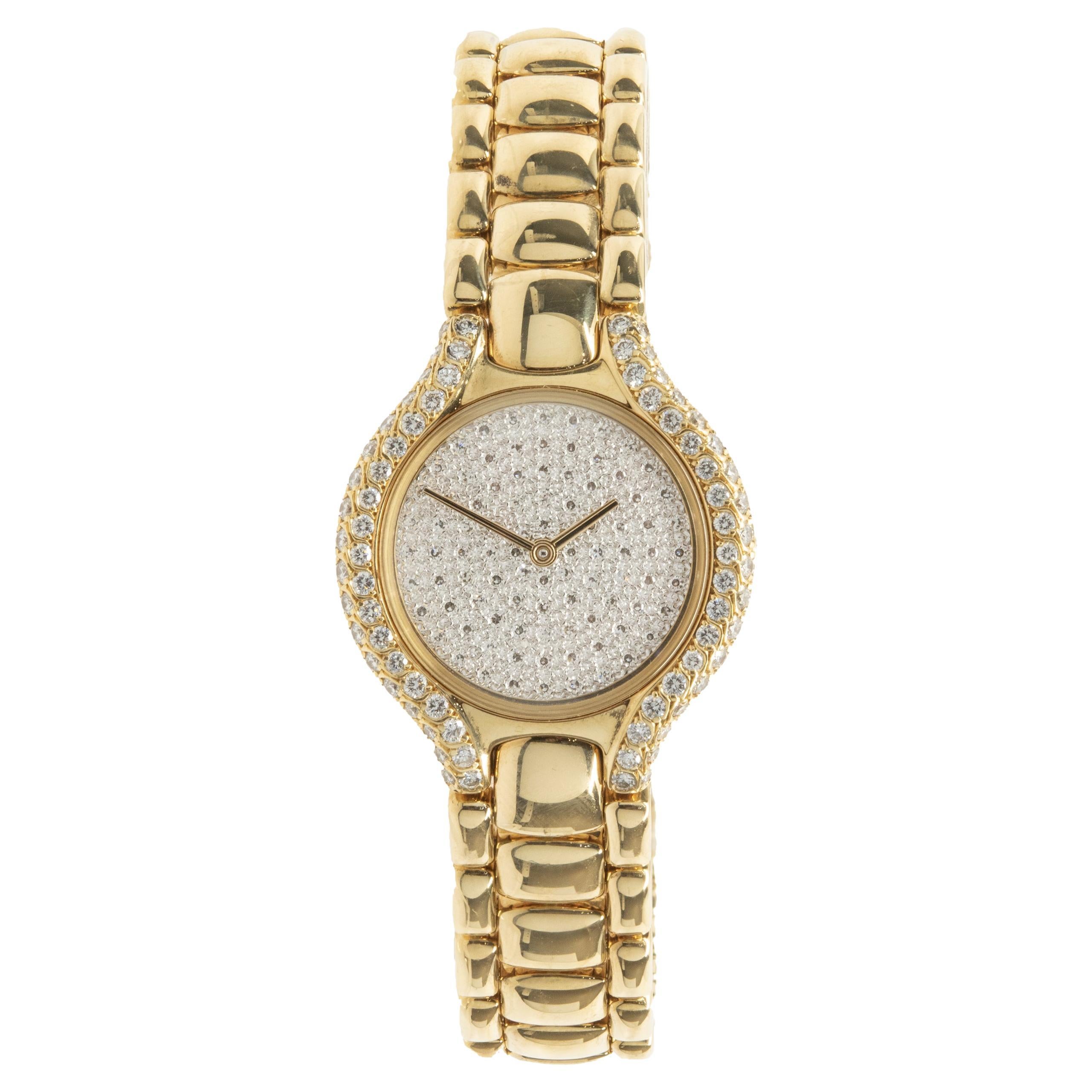 18 Karat Yellow Gold Ebel Women's Hand-Winding Watch with Leather Band ...