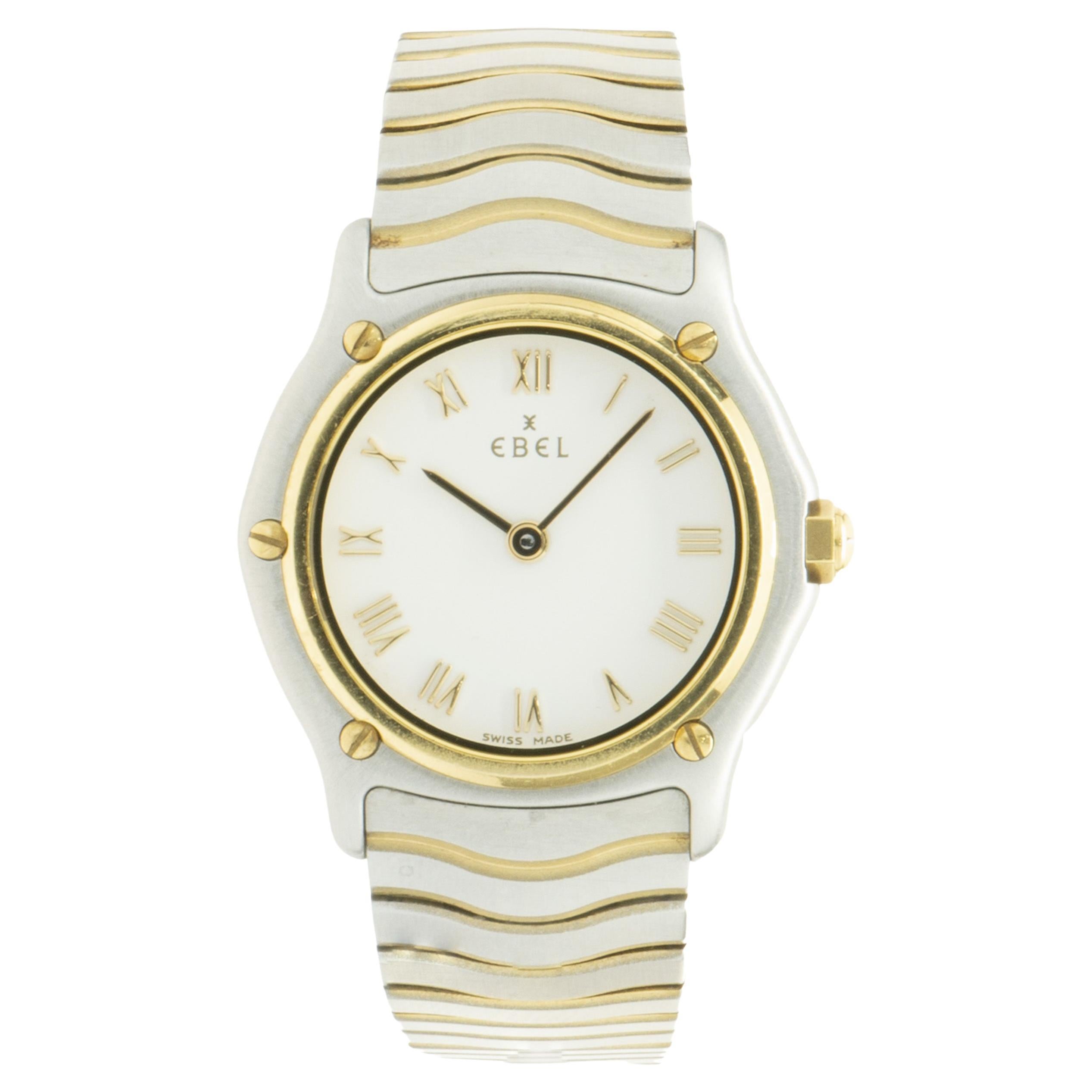 Ebel Stainless Steel and 18 Karat Yellow Gold Mid-Size Wave Watch Ref ...