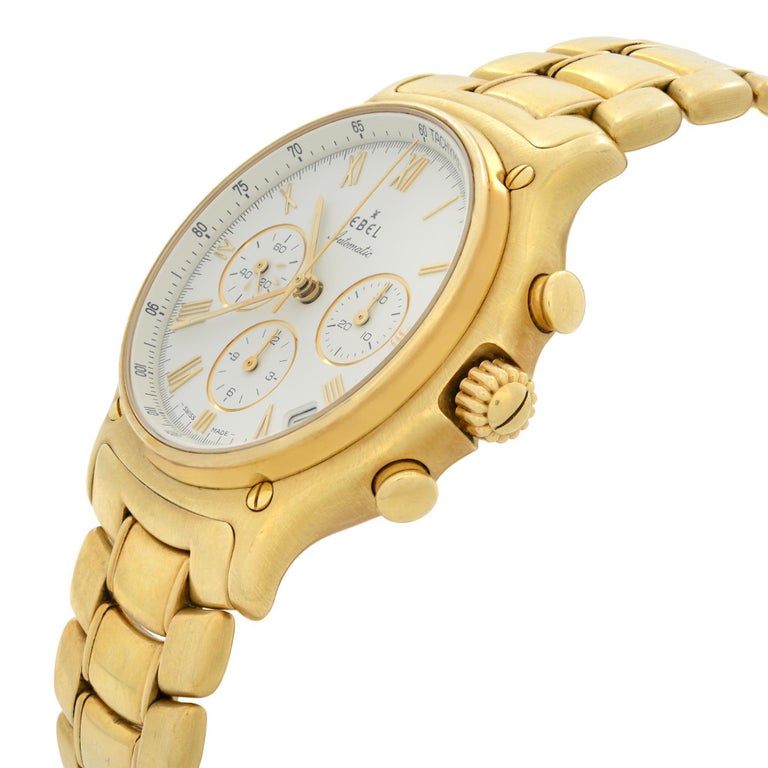 Ebel 1911 Chronograph 18k Yellow Gold White Dial Men Watch 8134901 at ...