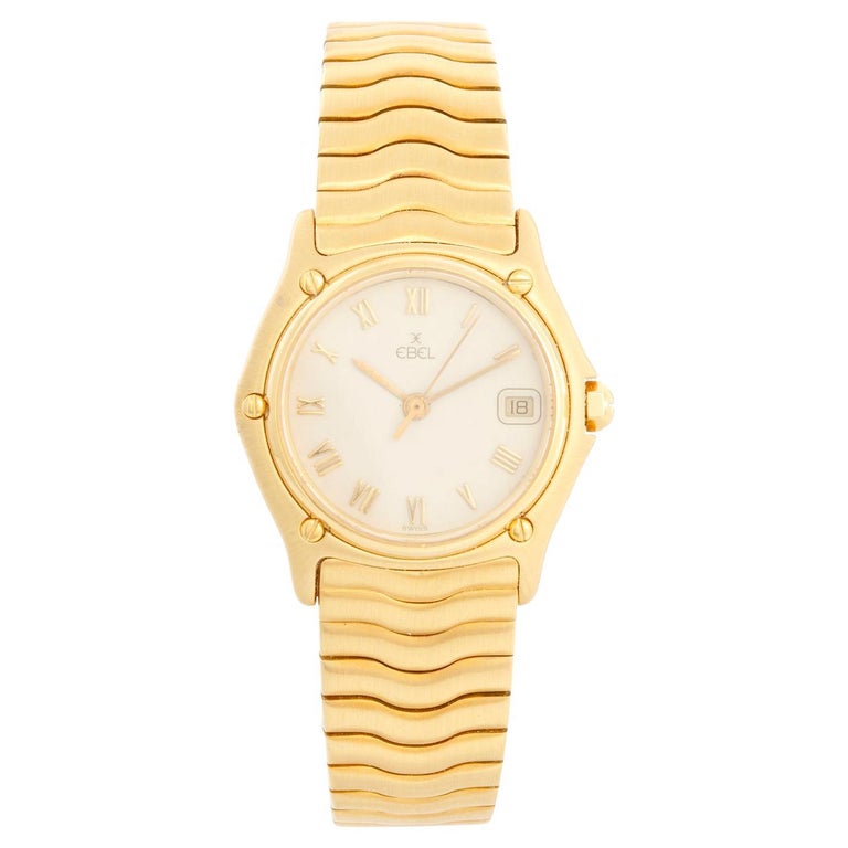 Ebel 1911 Classic Wave 18k Gold Watch Sportwave Bracelet Quartz For ...