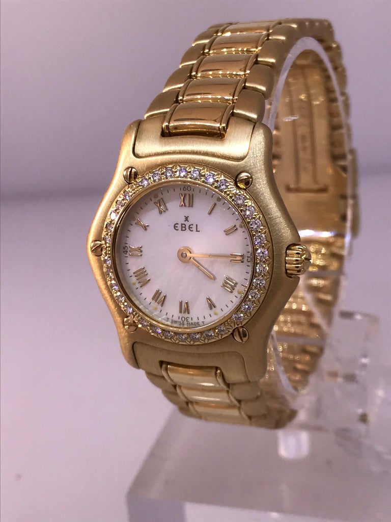 Ebel 1911 Yellow Gold and Diamond Bracelet Mother of Pearl Ladies Watch ...