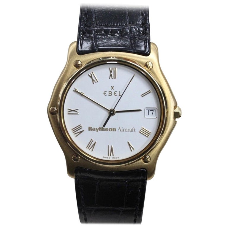 Ebel Classic Wave 18 Karat Yellow Gold Men's White Dial Box and Papers ...