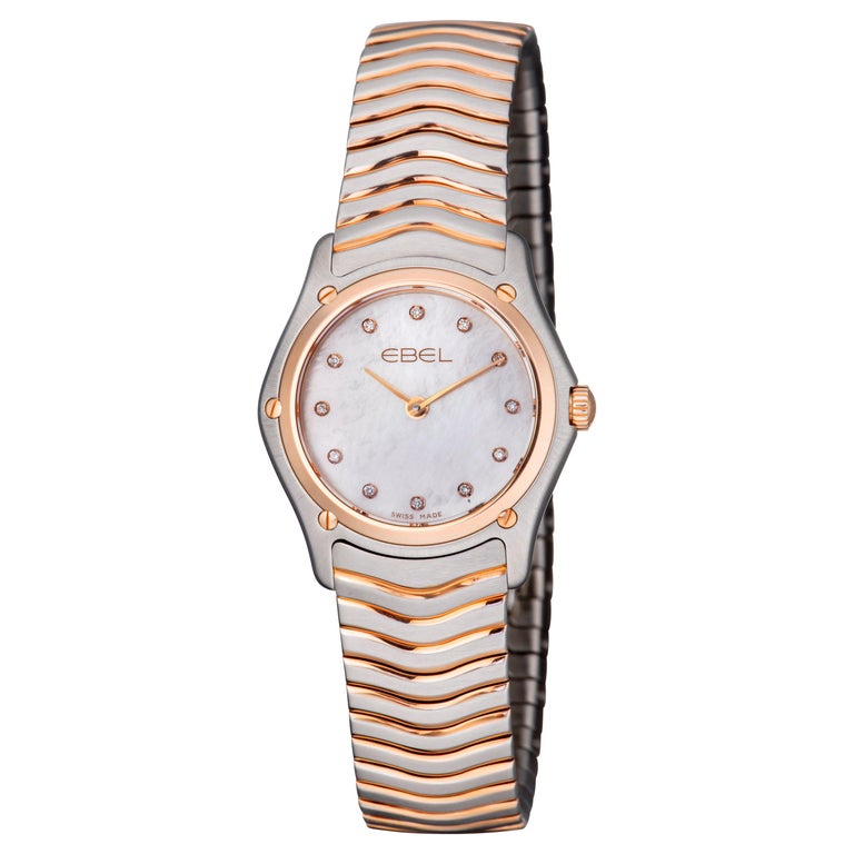 Ebel Classic Wave Rose Gold and Stainless Steel Diamond Ladies Watch ...