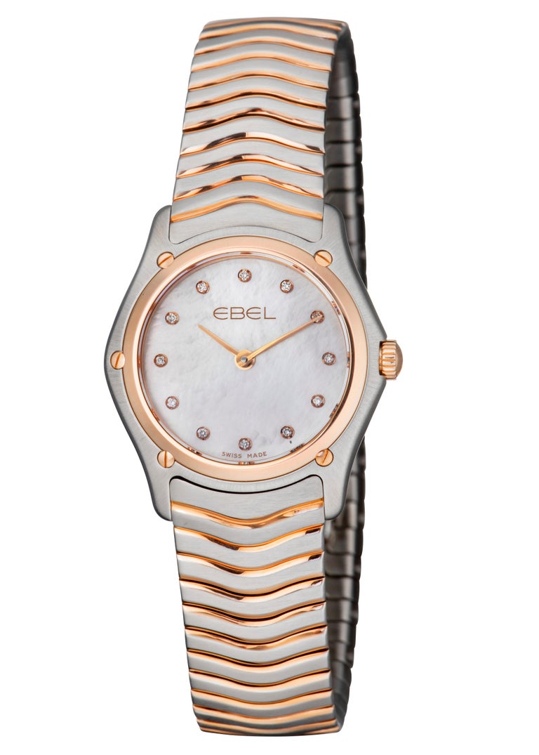 Ebel Classic Wave Rose Gold and Stainless Steel Diamond Ladies Watch ...