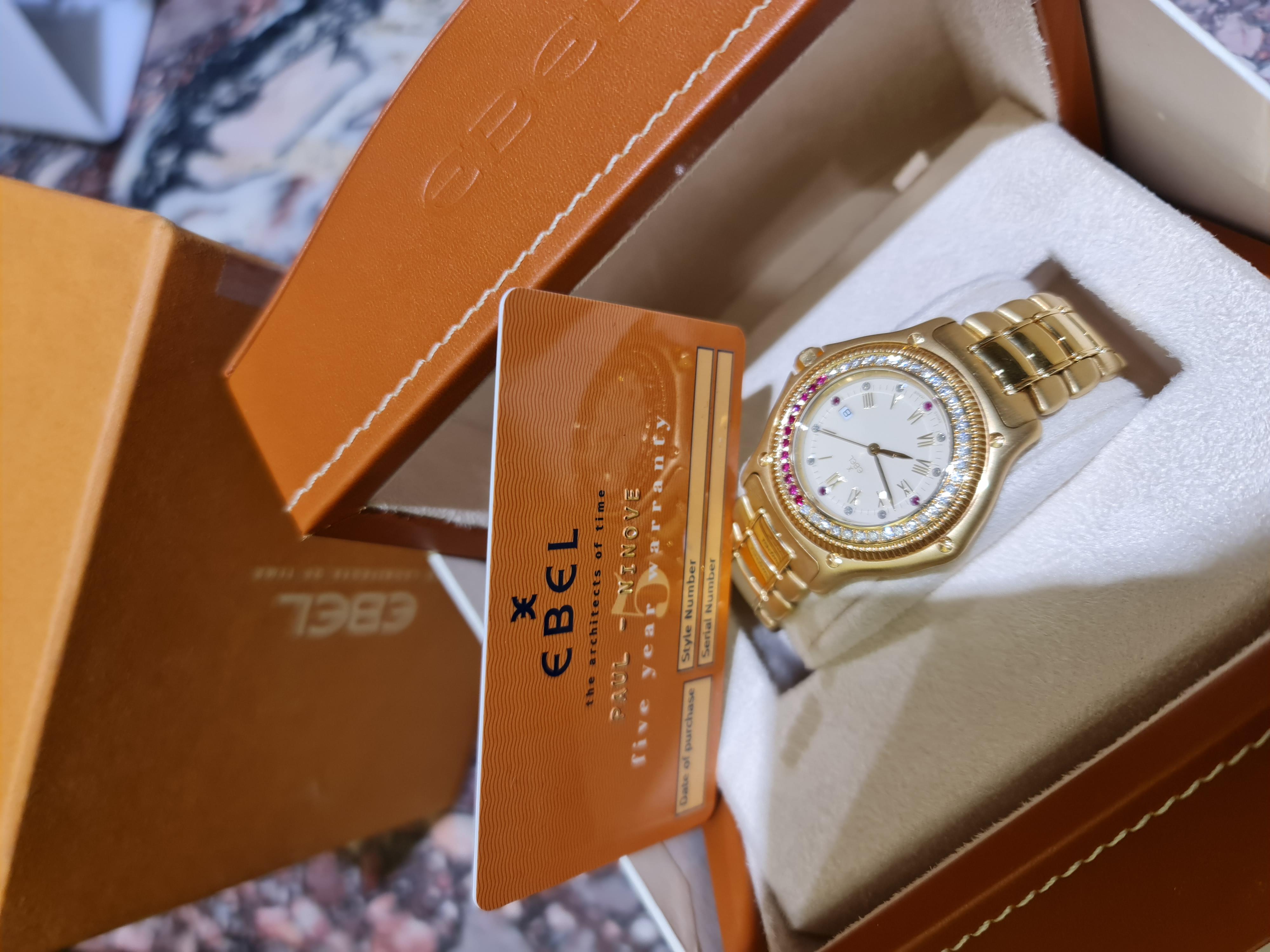 Ebel Discovery Wristwatch 883830, Diamonds and Rubies 18 Karat Gold ...