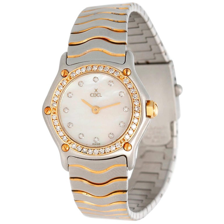 Ebel Ladies 2-Tone Mother of Pearl Diamond Wave Watch at 1stDibs