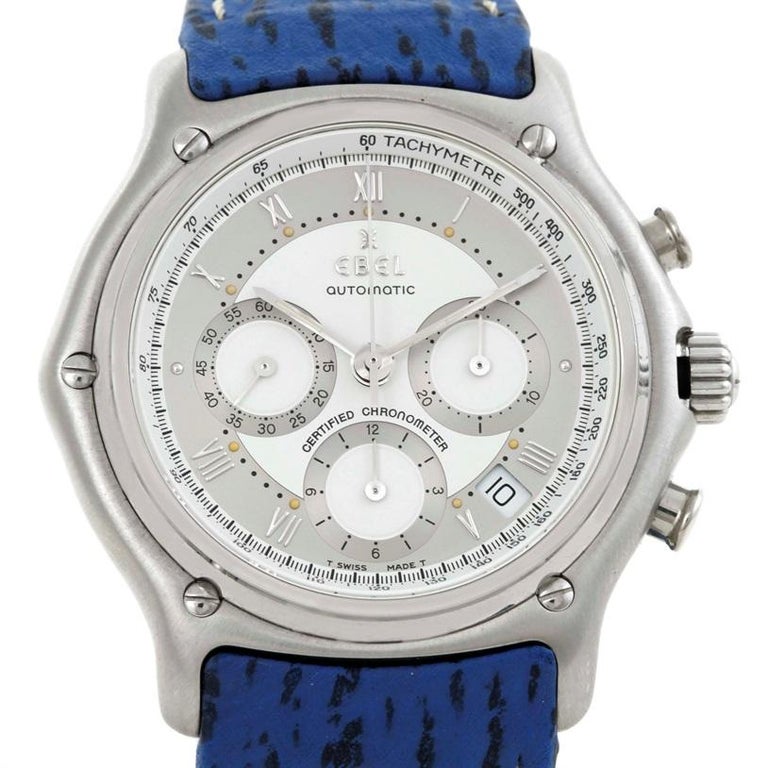 Ebel Le Modulor Automatic Chronograph Blue Strap Watch 9137241 Box ...