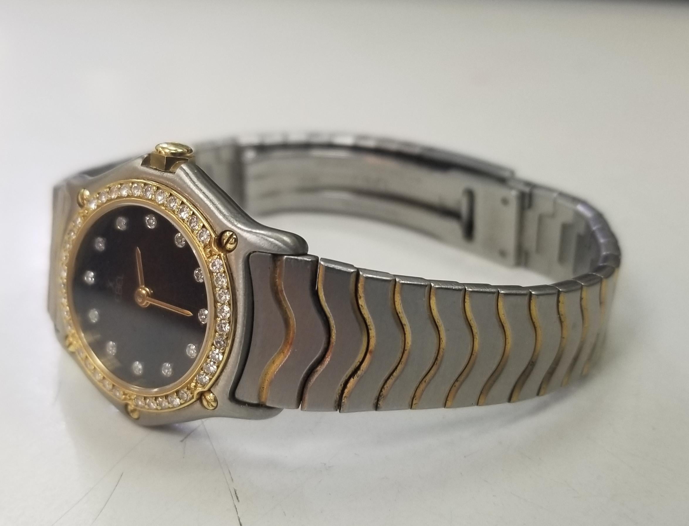 Ebel Sport 18k Yellow Gold and Stainless with Diamond Bezel and Numbers ...
