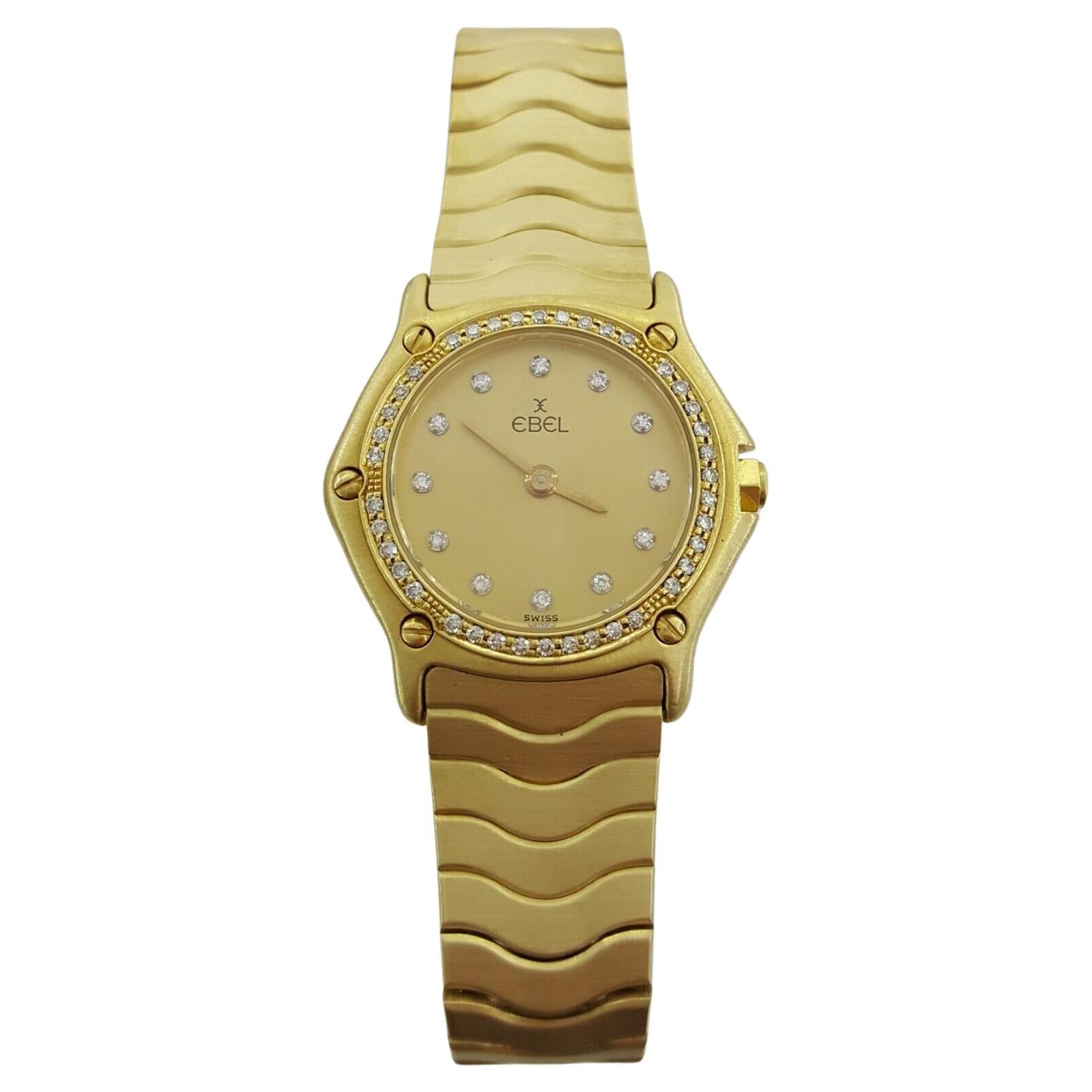 Ebel Sport Wave 18K Yellow Gold Quartz Ladies Wrist Watch For Sale at 1stDibs