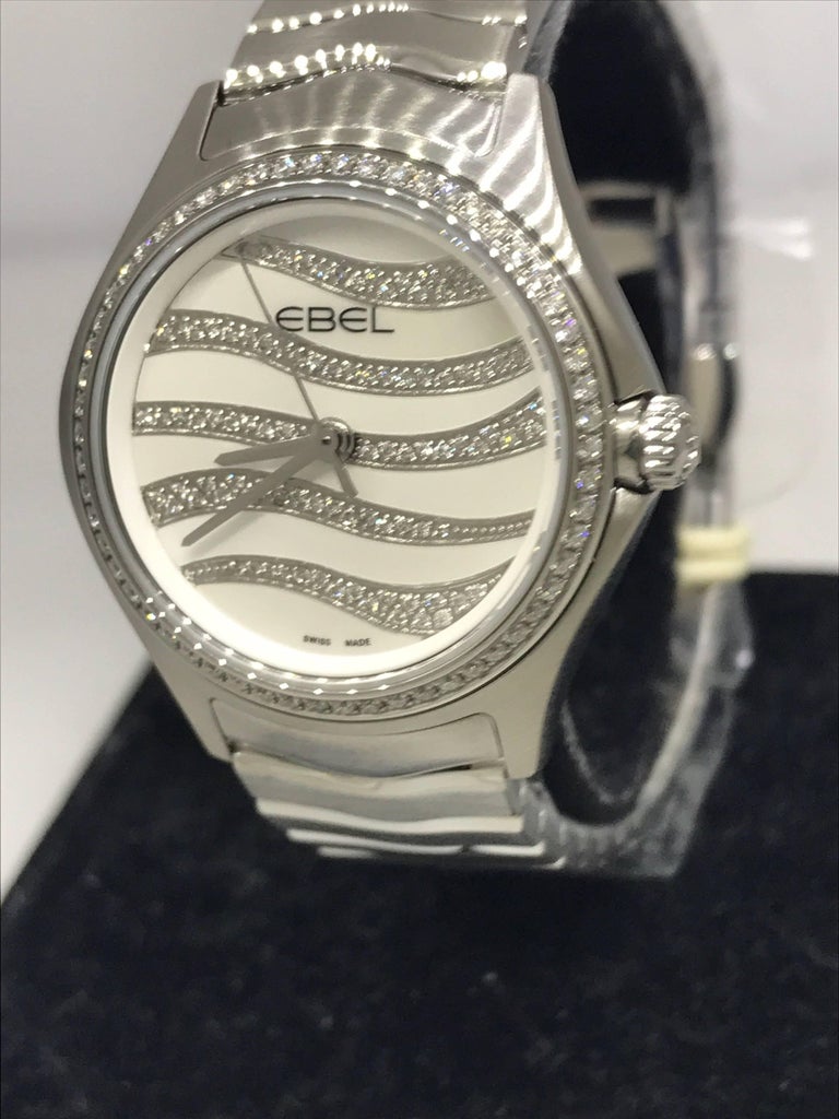 Ebel Wave Mother-of-Pearl Diamond Dial and Bezel Steel Ladies Watch ...