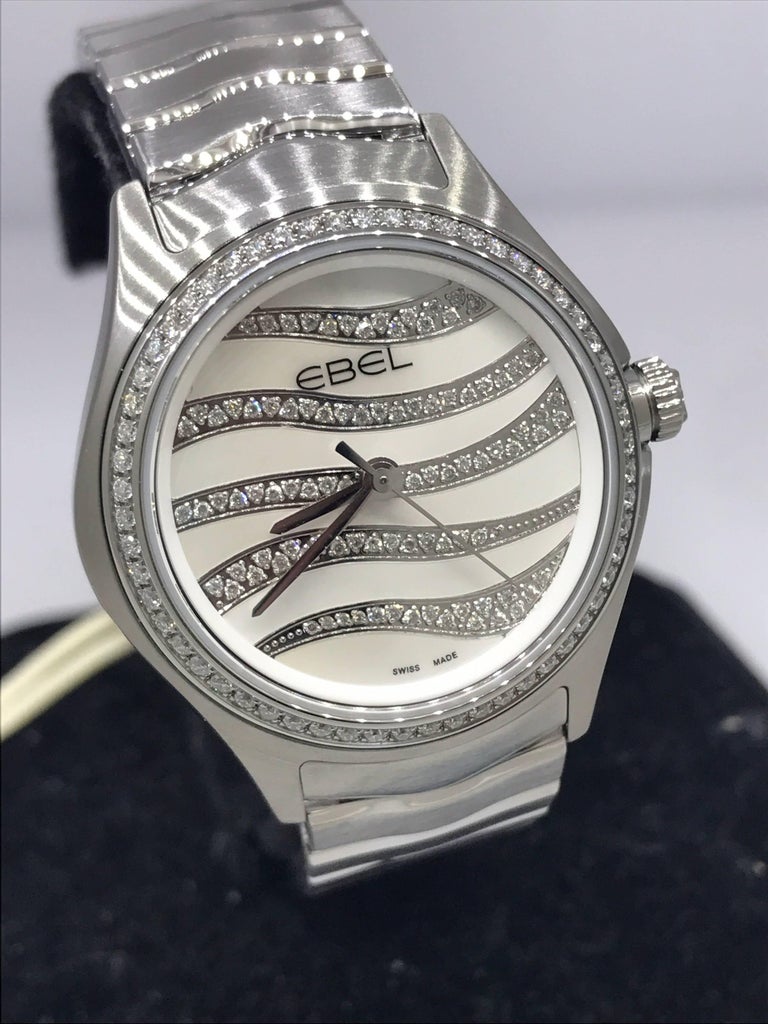 Ebel Wave Mother-of-Pearl Diamond Dial and Bezel Steel Ladies Watch ...