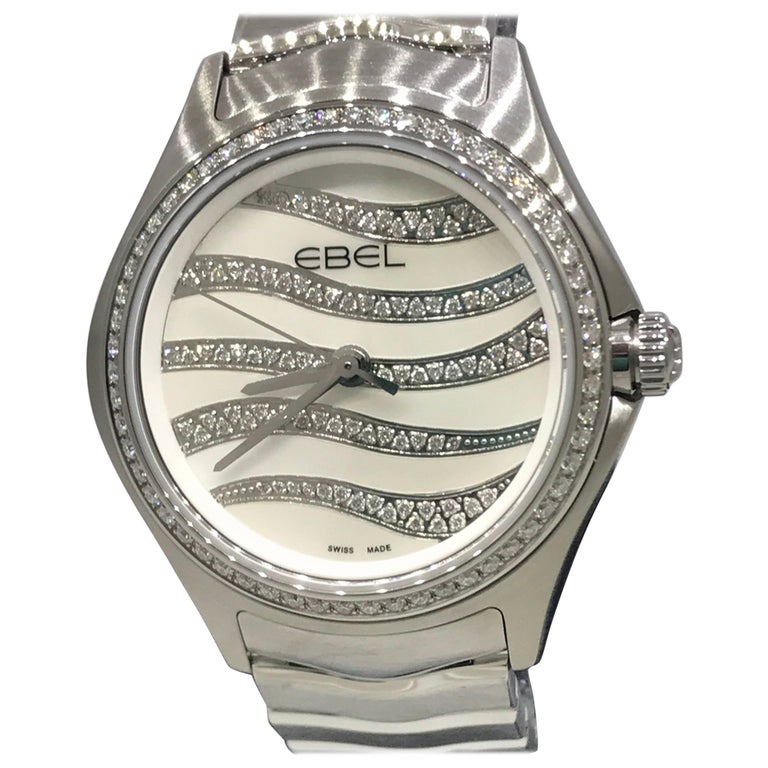 Ebel Wave Mother-of-Pearl Diamond Dial and Bezel Steel Ladies Watch ...