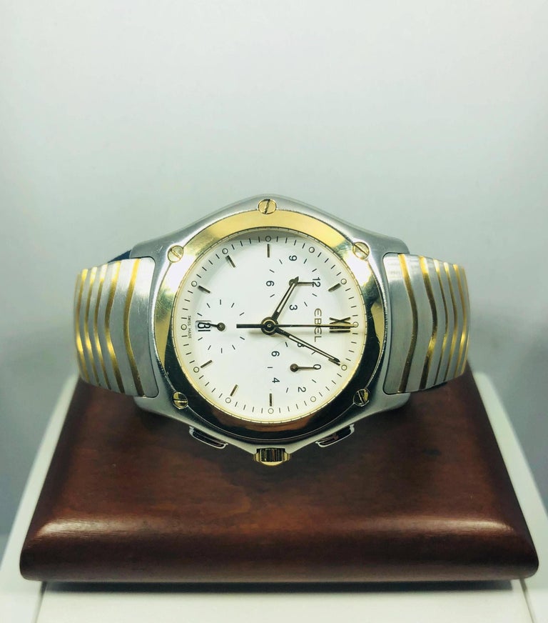 Ebel Yellow Gold Stainless Steel Wave Chronograph quartz Wristwatch at ...