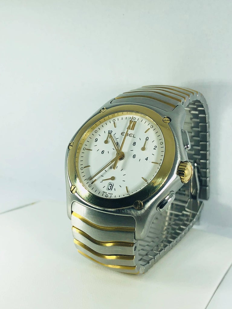 Ebel Yellow Gold Stainless Steel Wave Chronograph quartz Wristwatch at ...