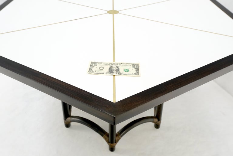 Ebonised Bamboo Brass Inlay Mahogany Top Hexagon Card Game Poker Table ...