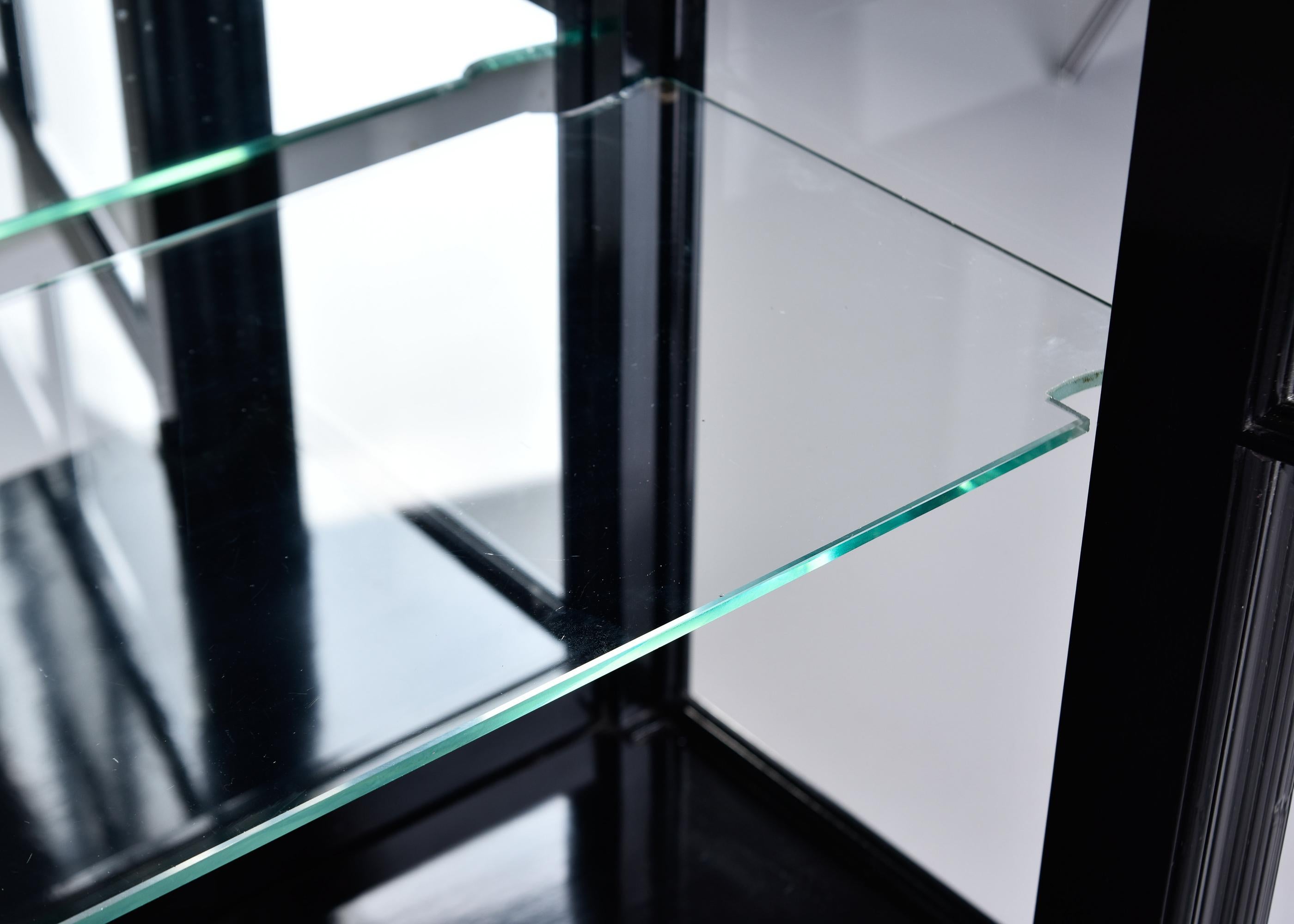 Ebonized French Louis Philippe Style Glass Front Cabinet with Reeded ...