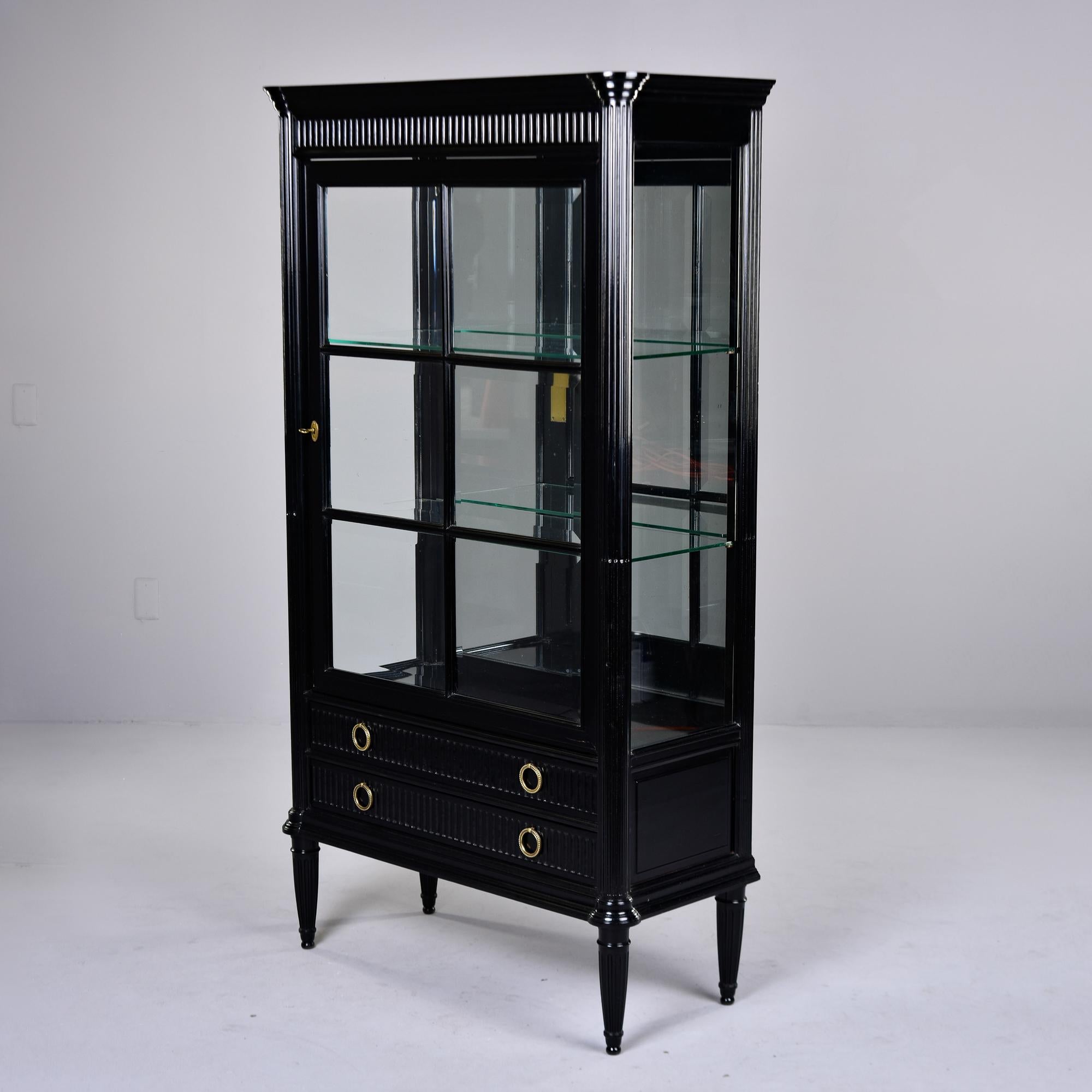 Ebonized French Louis Philippe Style Glass Front Cabinet with Reeded ...