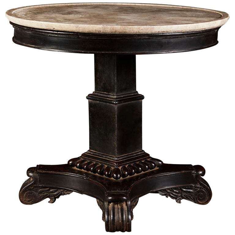 Ebonized Anglo-Indian Centre Table with Marble Top at 1stDibs