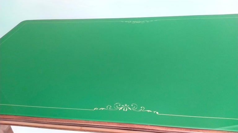 Vintage Ebonized Beech and Walnut Dining Table with a Green Glass Top ...