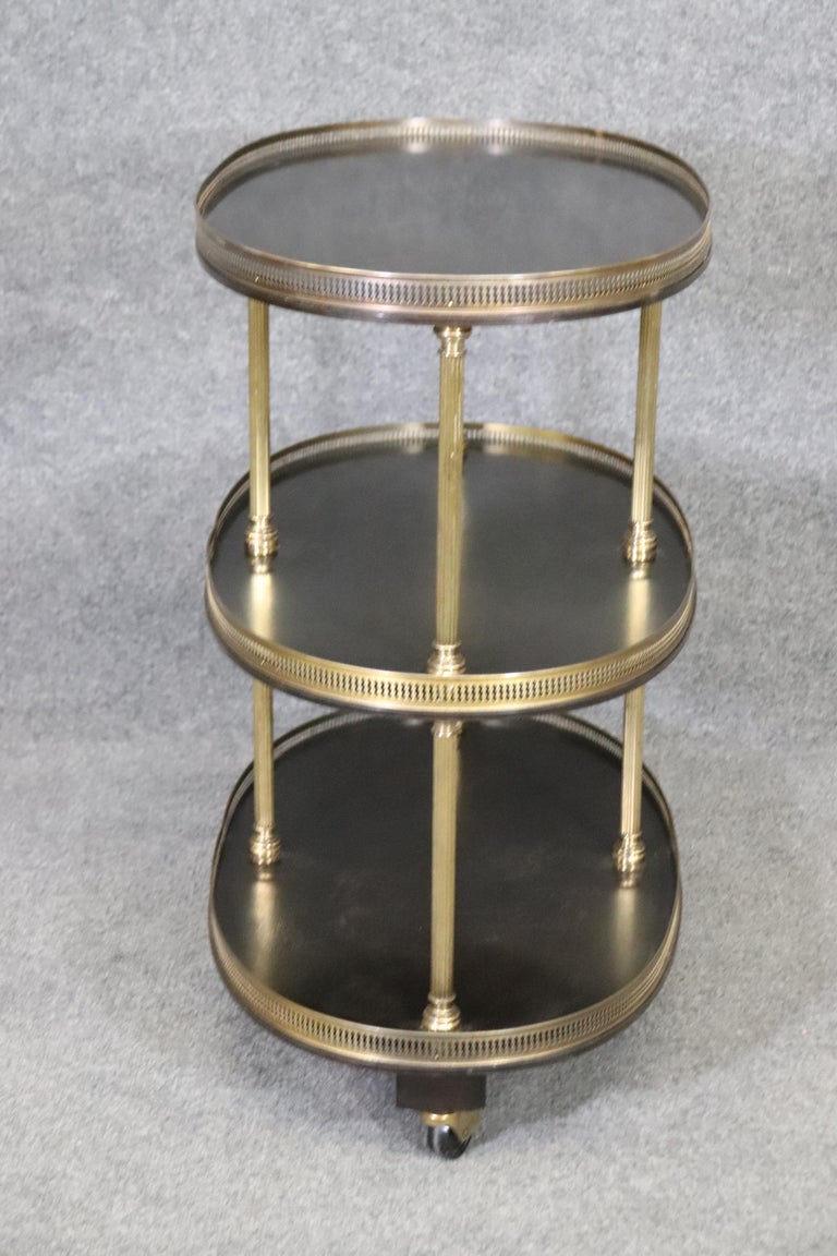 Ebonized Brass Gallery Signed Maison Jansen Oval Bar Liquor Cart ...