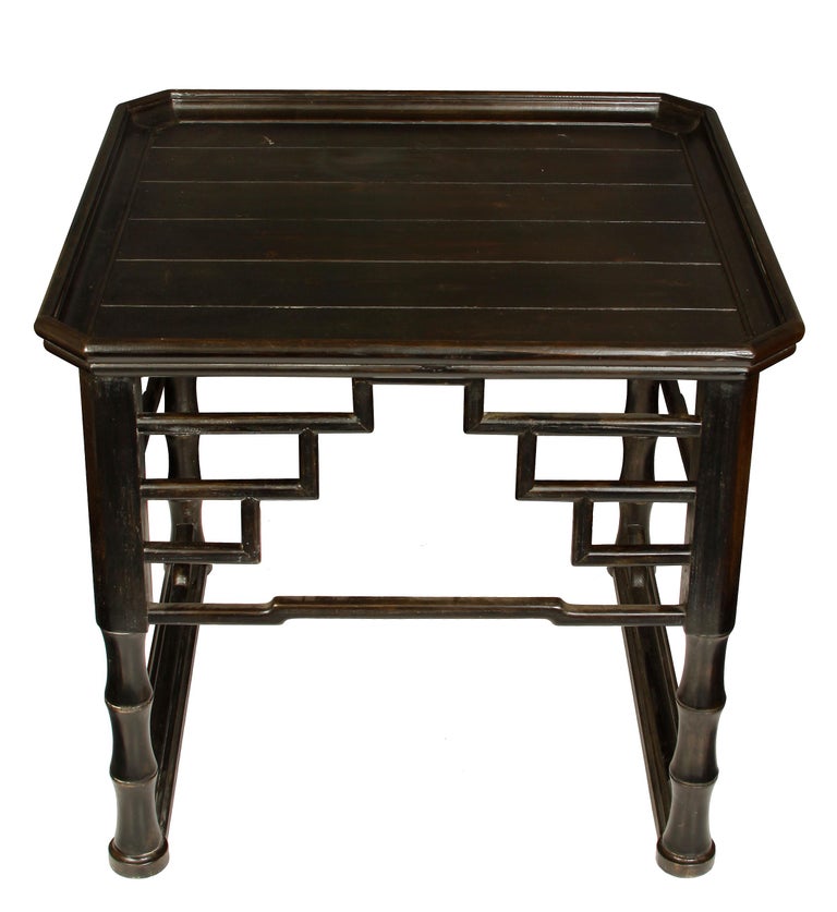 Ebonized Chinese Fretwork Side Table For Sale at 1stDibs