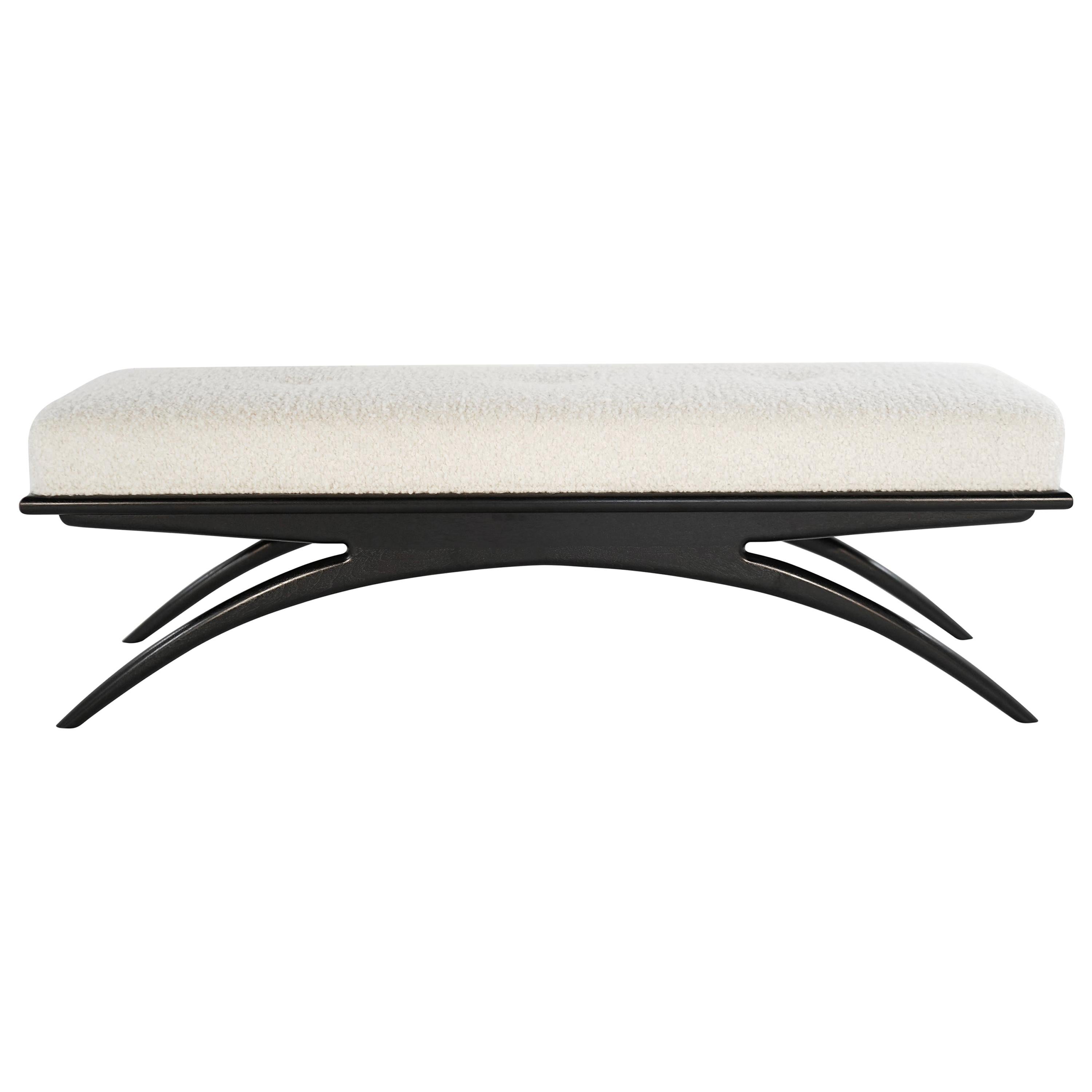 Ebonized and Caned Back Entryway Bench by Baker at 1stDibs