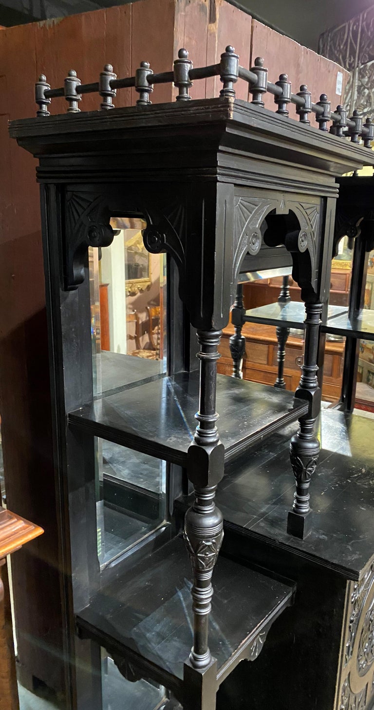 Ebonized Étagère Cabinet with Owl Crest Attributed to Bancroft and Dyer ...