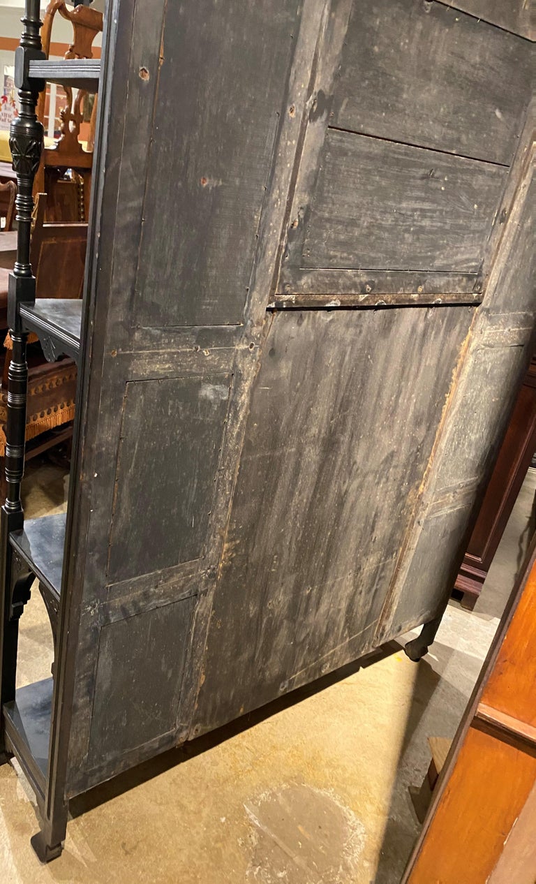 Ebonized Étagère Cabinet with Owl Crest Attributed to Bancroft and Dyer ...