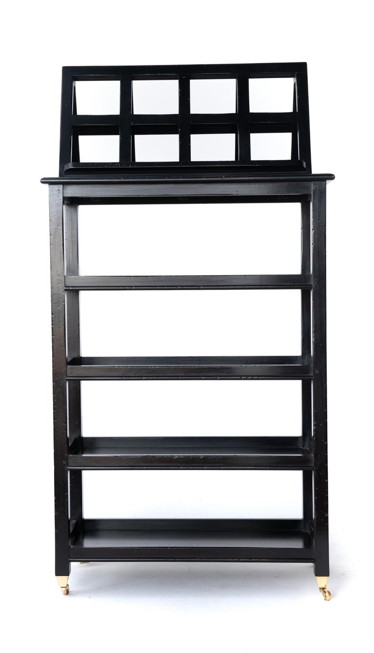 Ebonized Four-Tier Étagère with Folding Lectern / Book Display Stand on ...