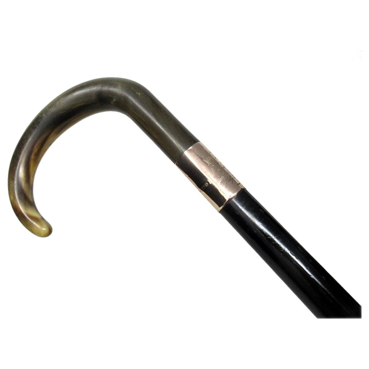 Ebonized Ladys Gents Walking Cane Stick 9-Carat Gold Collar London ...
