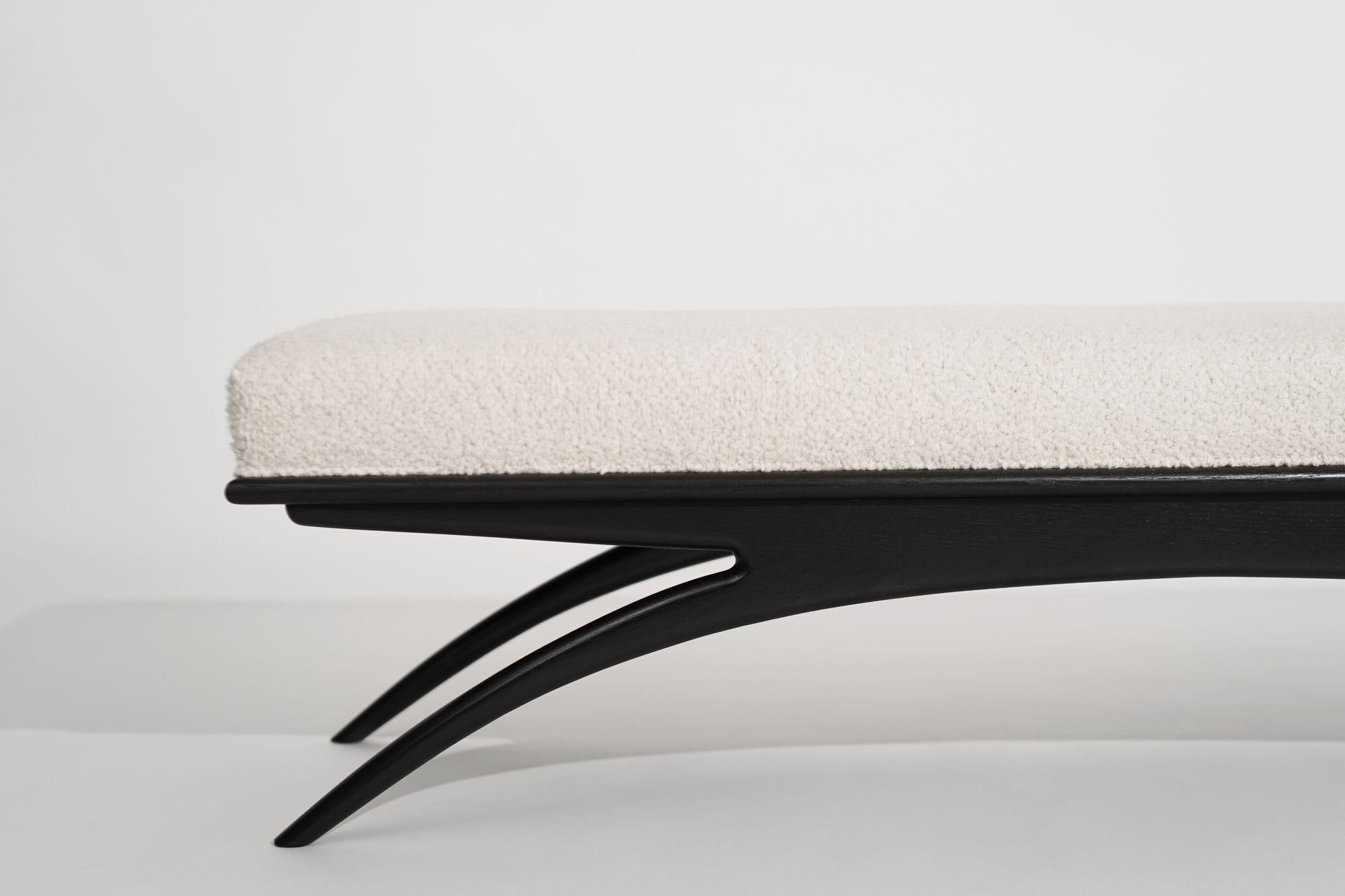 Ebonized Large-Scale Convex Bench in Teddy Bouclé by Stamford Modern ...