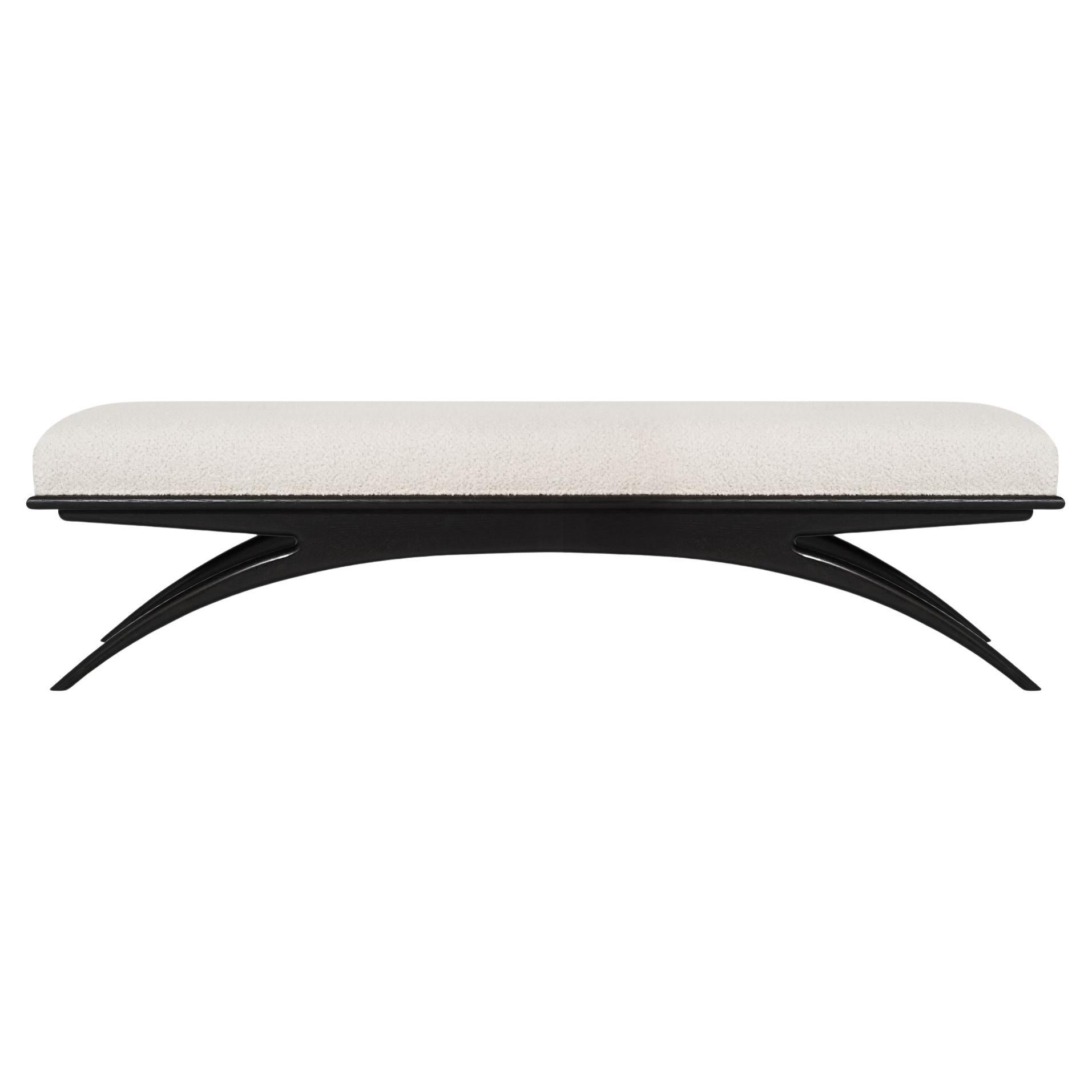 Large Scale Convex Bench In Oak And Mohair By Stamford Modern For Sale At 1stdibs